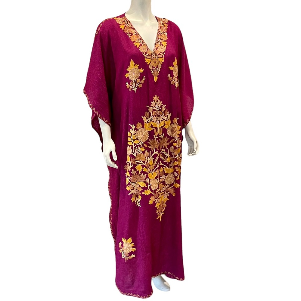Vintage Embroidered Mrs. Roper Caftan Dress - Gem
